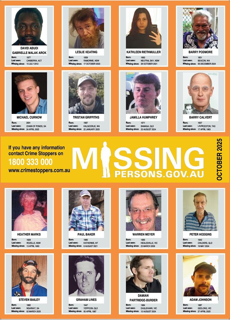 National Missing Persons - October 2025 • Crime Stoppers Western Australia